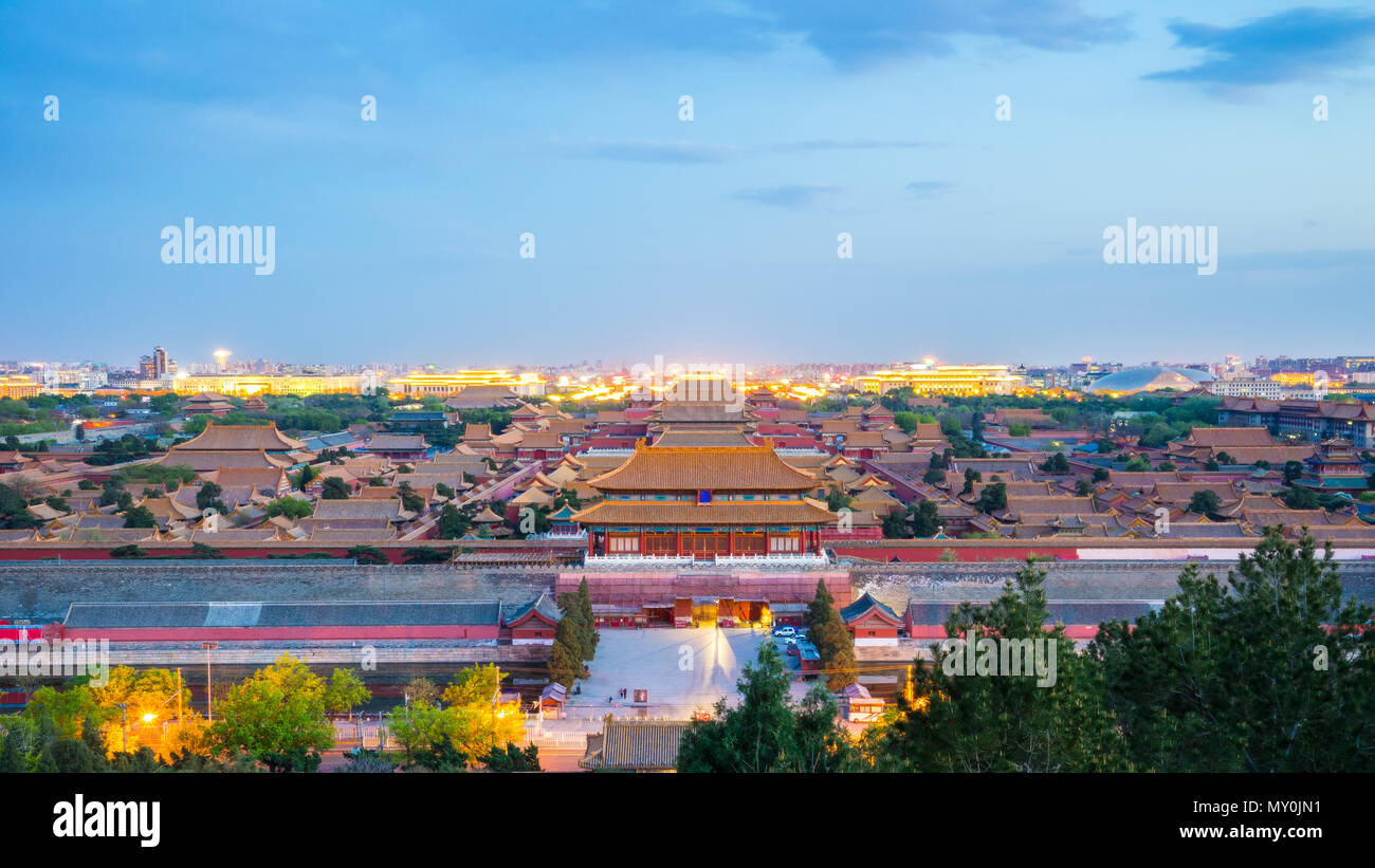 Beijing city skyline with Forbidden city in Beijing capital, China ...