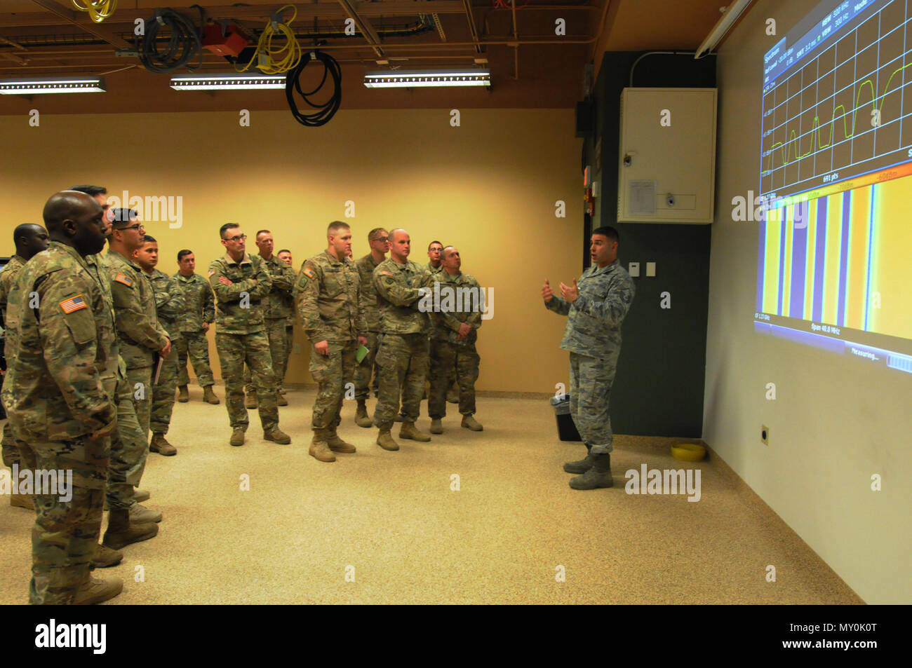 U.S. Air Force Master Sgt. Joshua Carter, center, flight chief ...