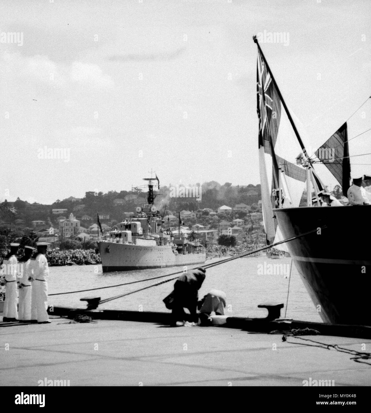 HMAS Anzac, Brisbane River, 6 March 1963. HMAS Anzac was escorting the ...