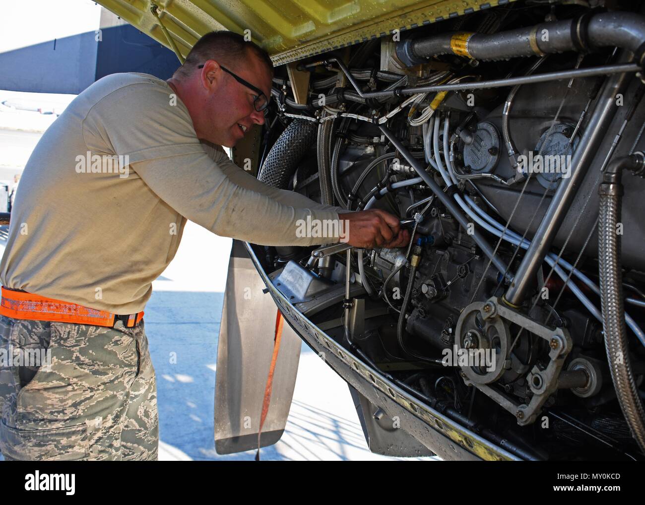 U.S. Air Force Master Sgt. Shawn Froehling, an engine mechanic with the ...