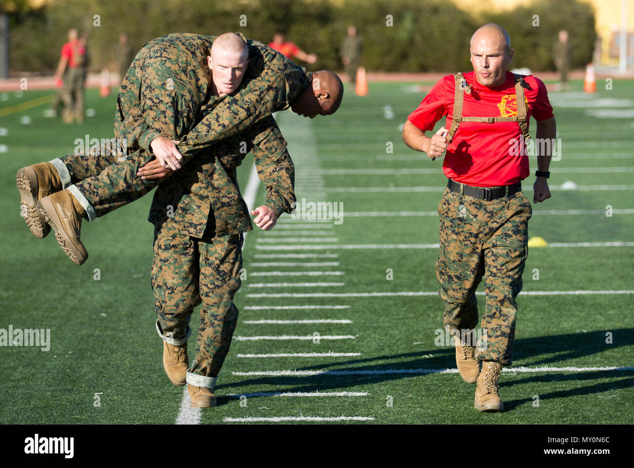 U.S. Marine Corps recruit Matthew K. Williams, left, with Company B ...