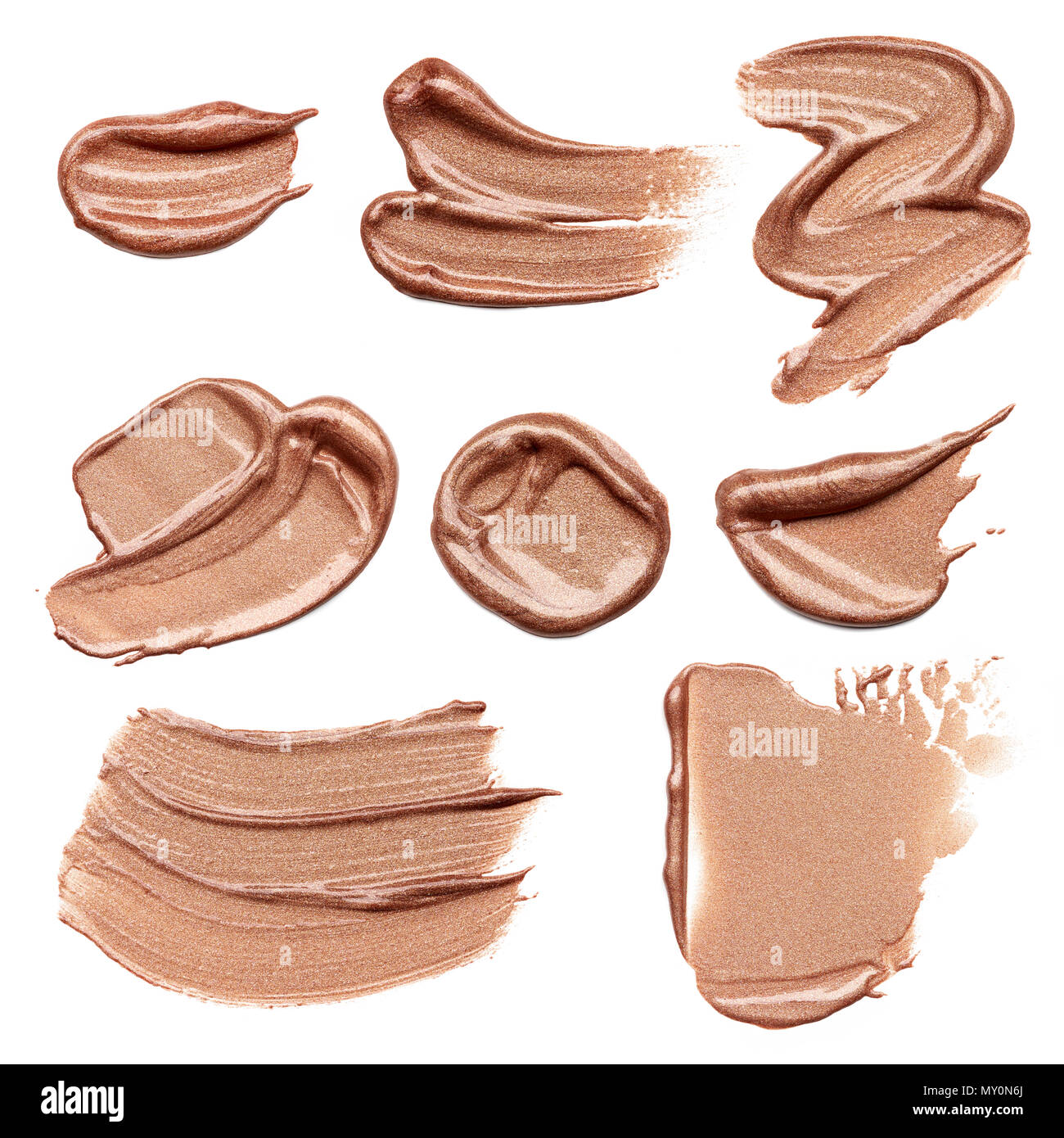 Set of beije smears on white background Stock Photo - Alamy