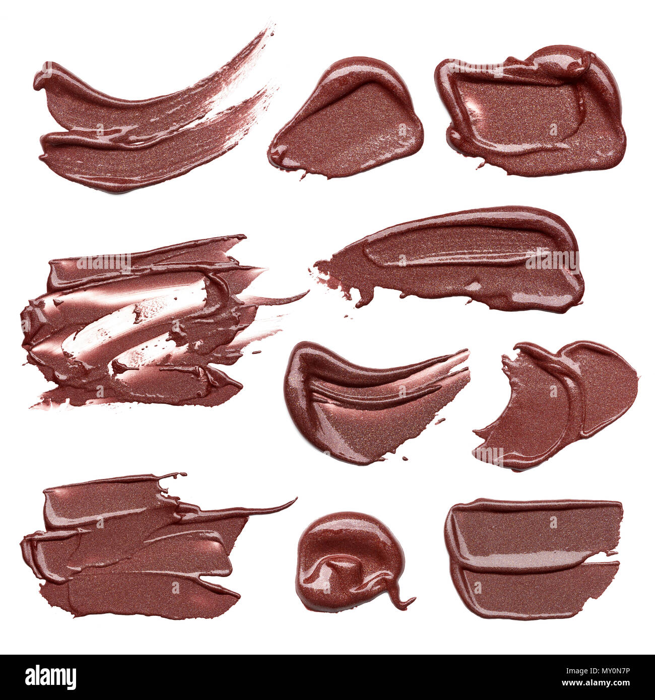 Set of beije smears on white background Stock Photo - Alamy