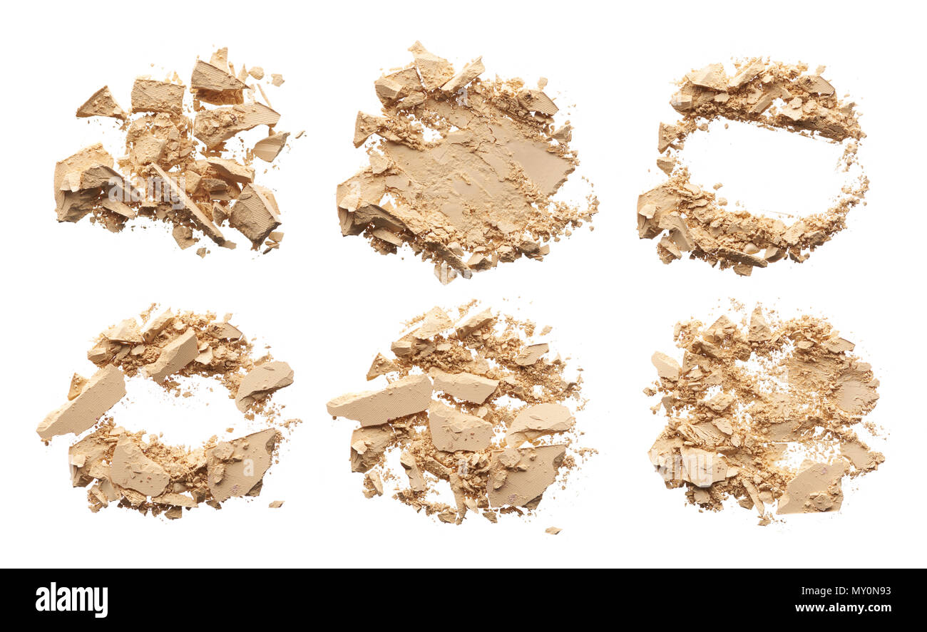 Set of broken eye shadow on white background Stock Photo - Alamy