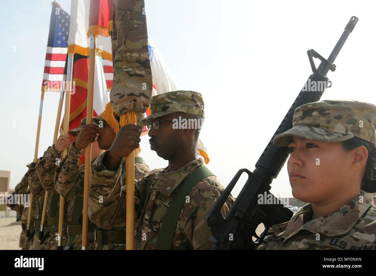 Soldiers of the 29th Infantry Division participate in a Transfer of ...