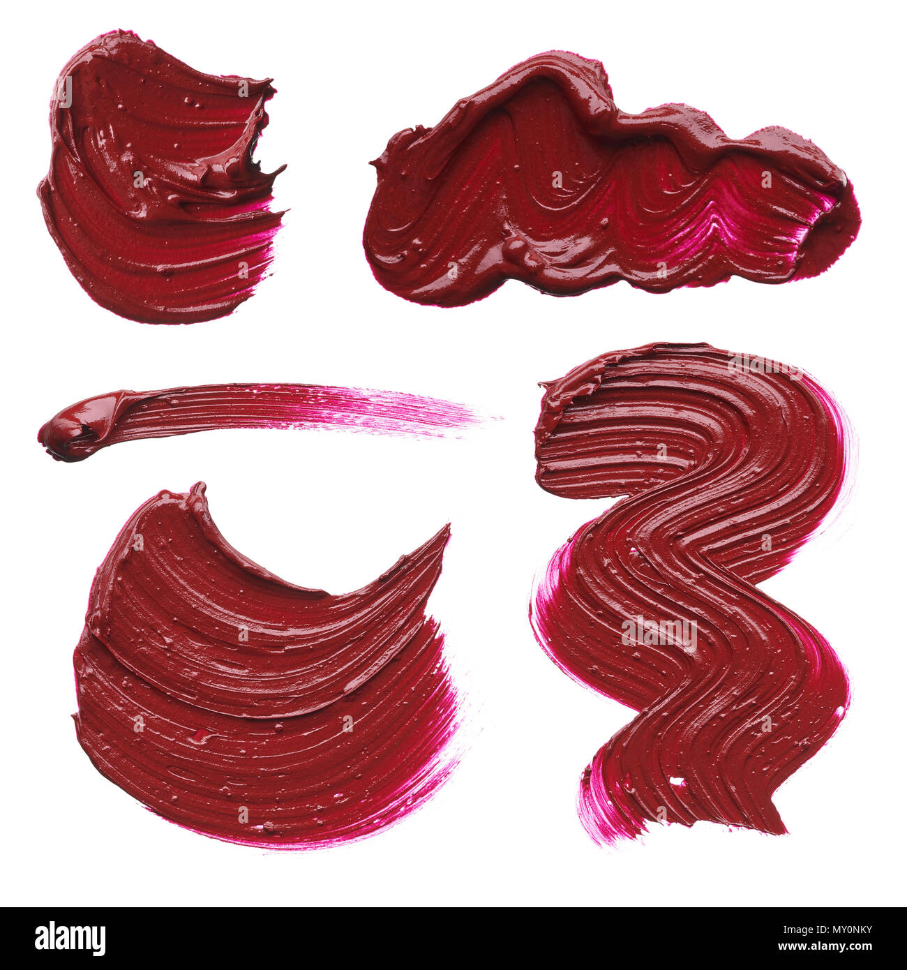 Set of red smears on white background Stock Photo - Alamy