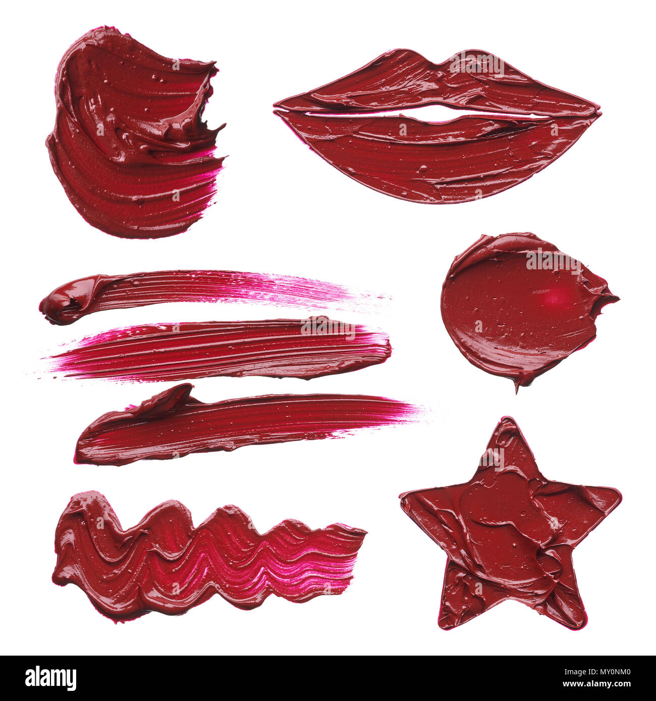 Set of red smears on white background Stock Photo - Alamy