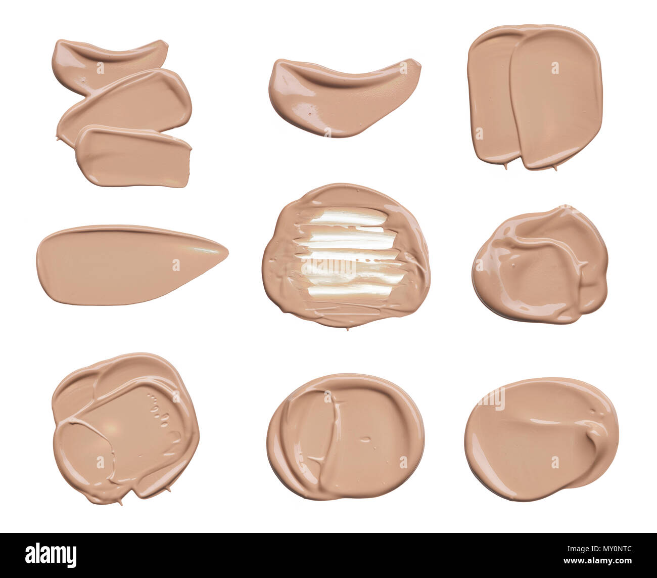 Set of beije smears on white background Stock Photo - Alamy