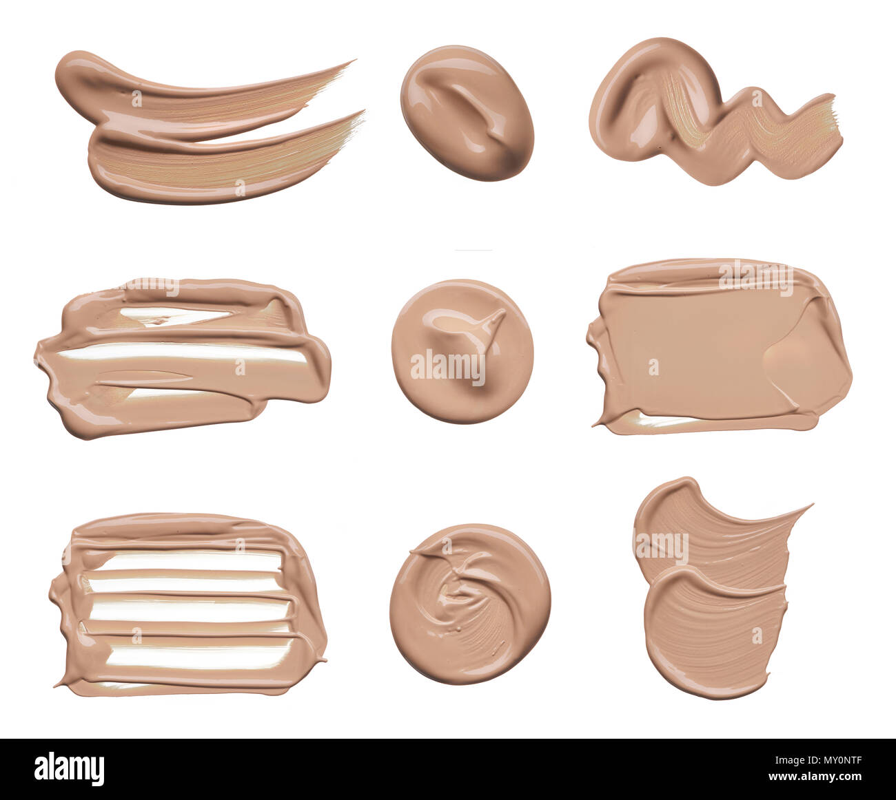Set of beije smears on white background Stock Photo - Alamy