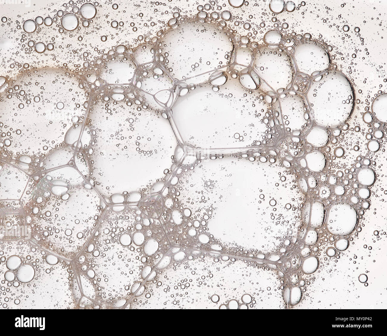 Full frame of the textures formed by the bubbles and drops in the shape ...