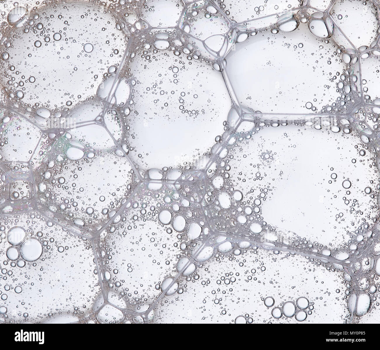 Full frame of the textures formed by the bubbles and drops in the shape ...