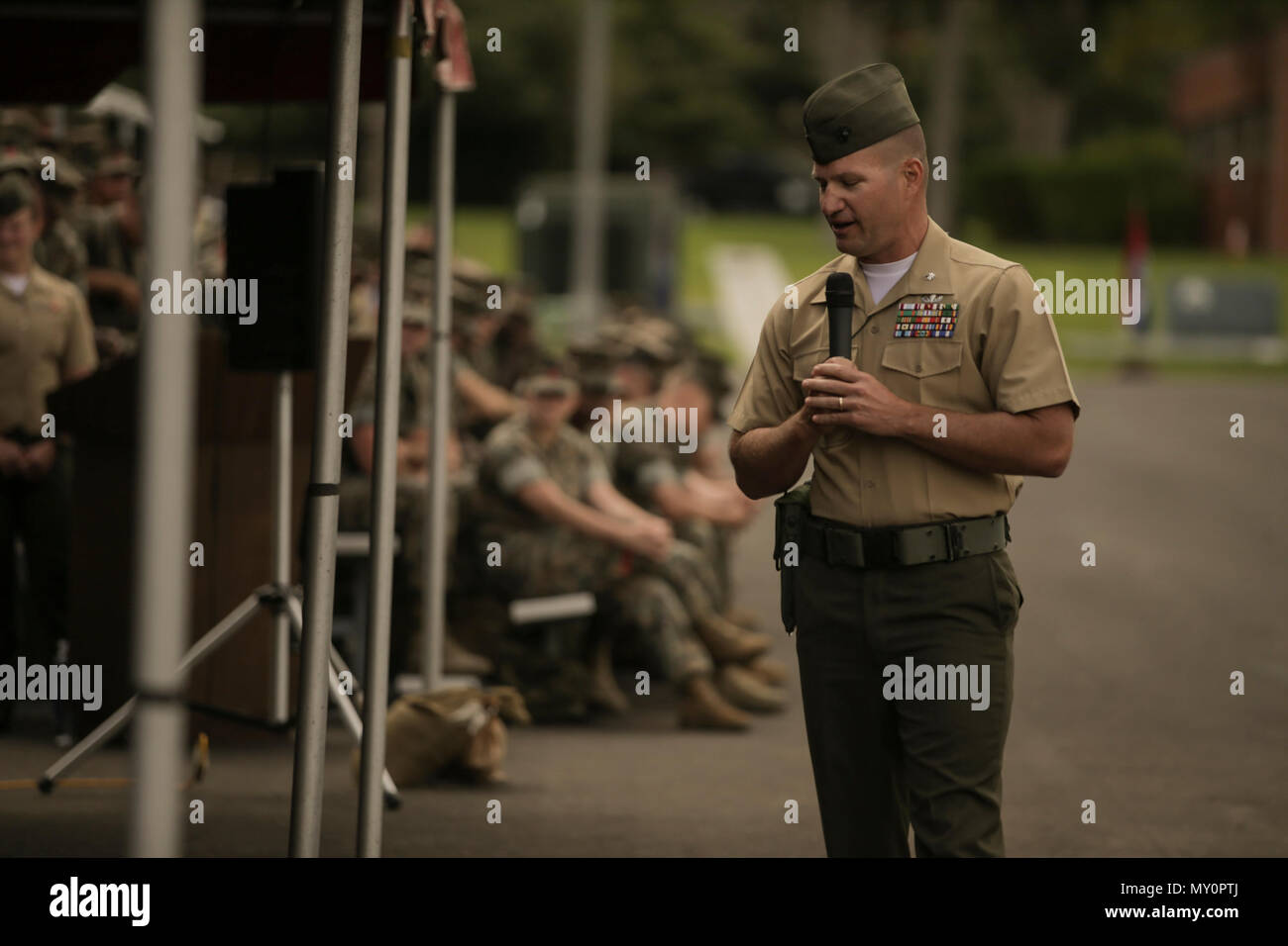 U.S. Marine Lt. Col. James R. Stover, the off-going commanding officer ...