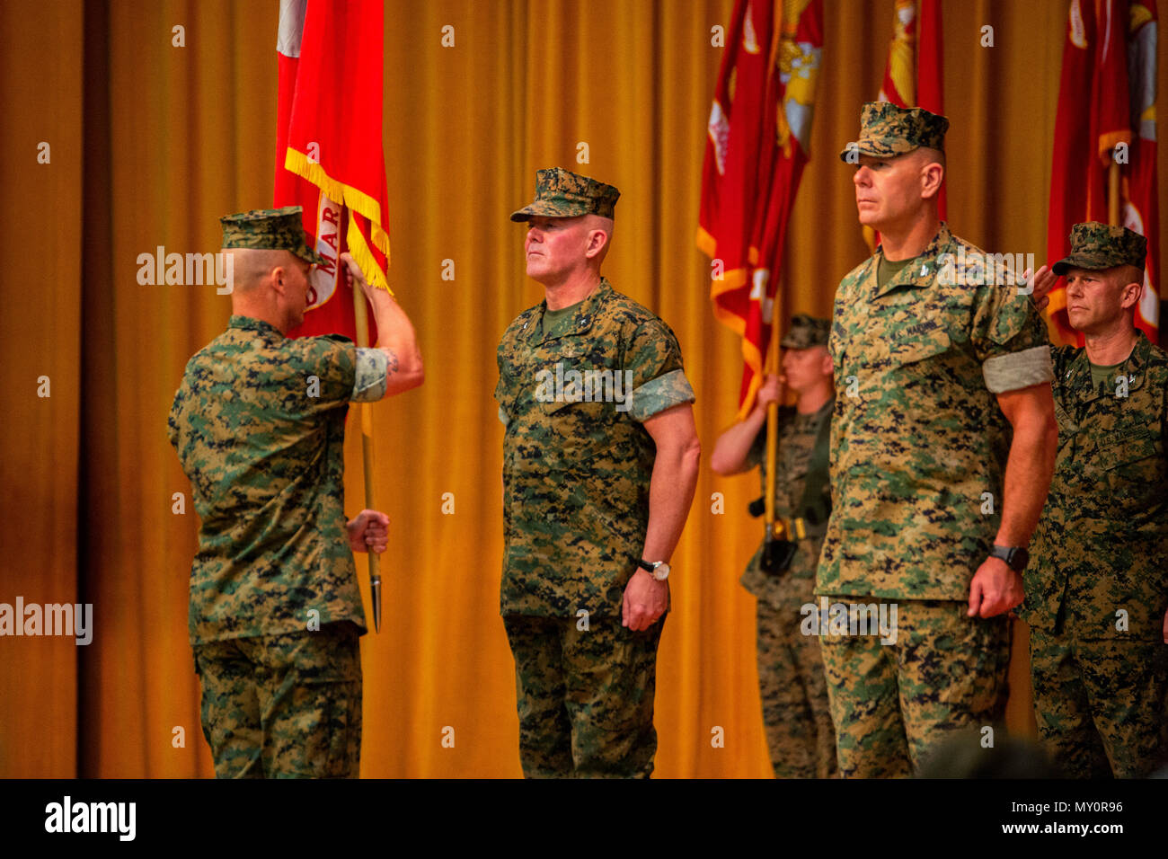 Sgt. Maj. James N. Calbough, left, sergeant major of 3rd Marine ...