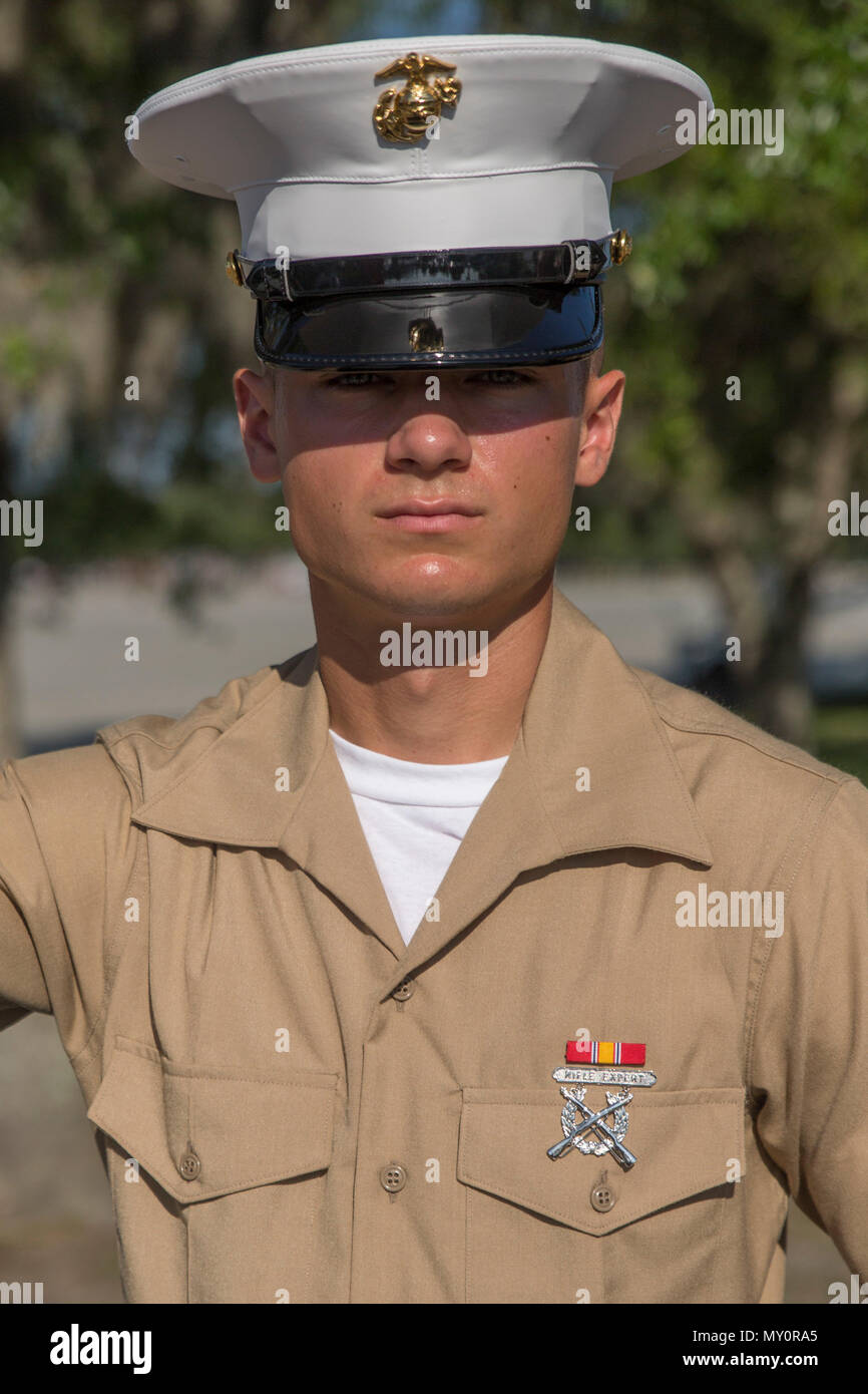 U.S. Marine Corps Pfc. Michael LeRoy, honor graduate for Platoon 3041 ...
