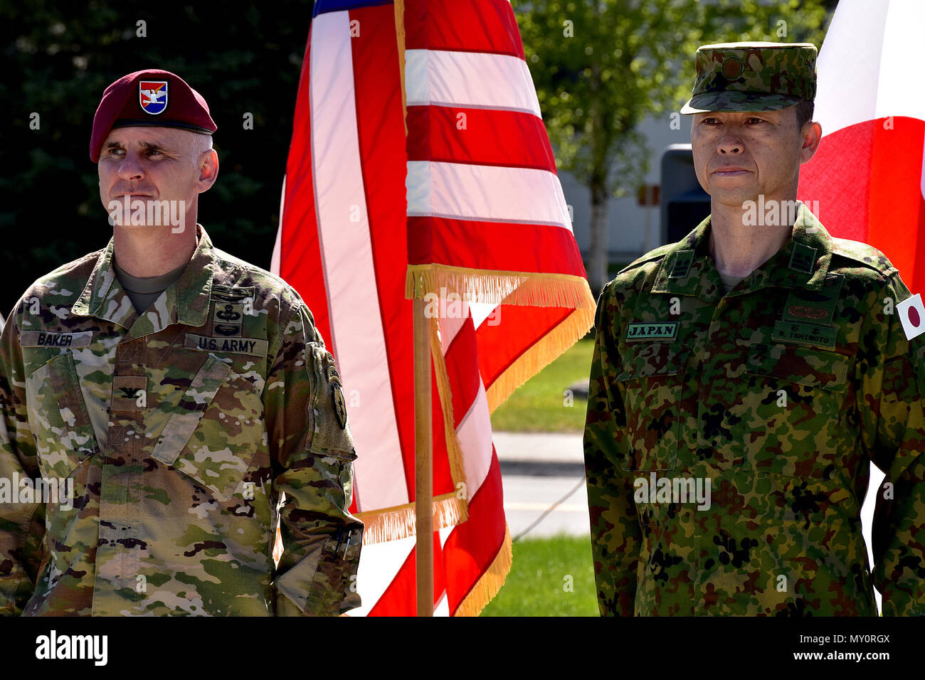 U.S. Army Col. Clint Baker and Japanese Ground Self-Defense Force Lt ...