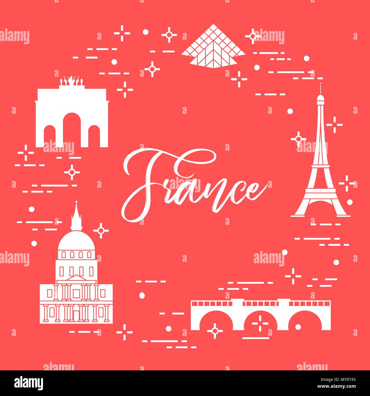 Famous buildings of Paris. Symbols and landmarks. Travel and leisure ...