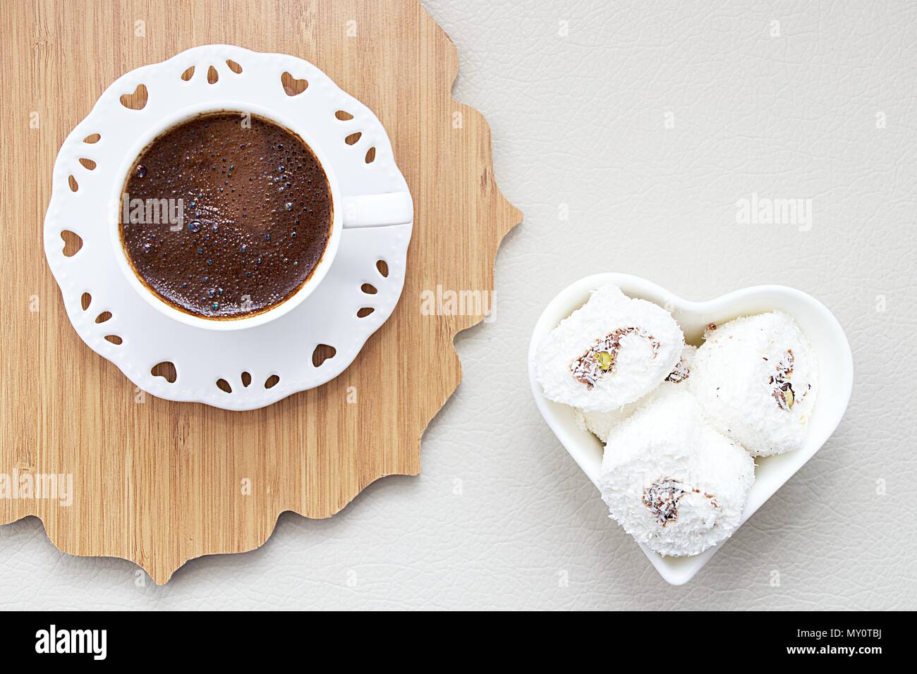 Turkish coffee with milk cream chocolate pistachio flavored white ...