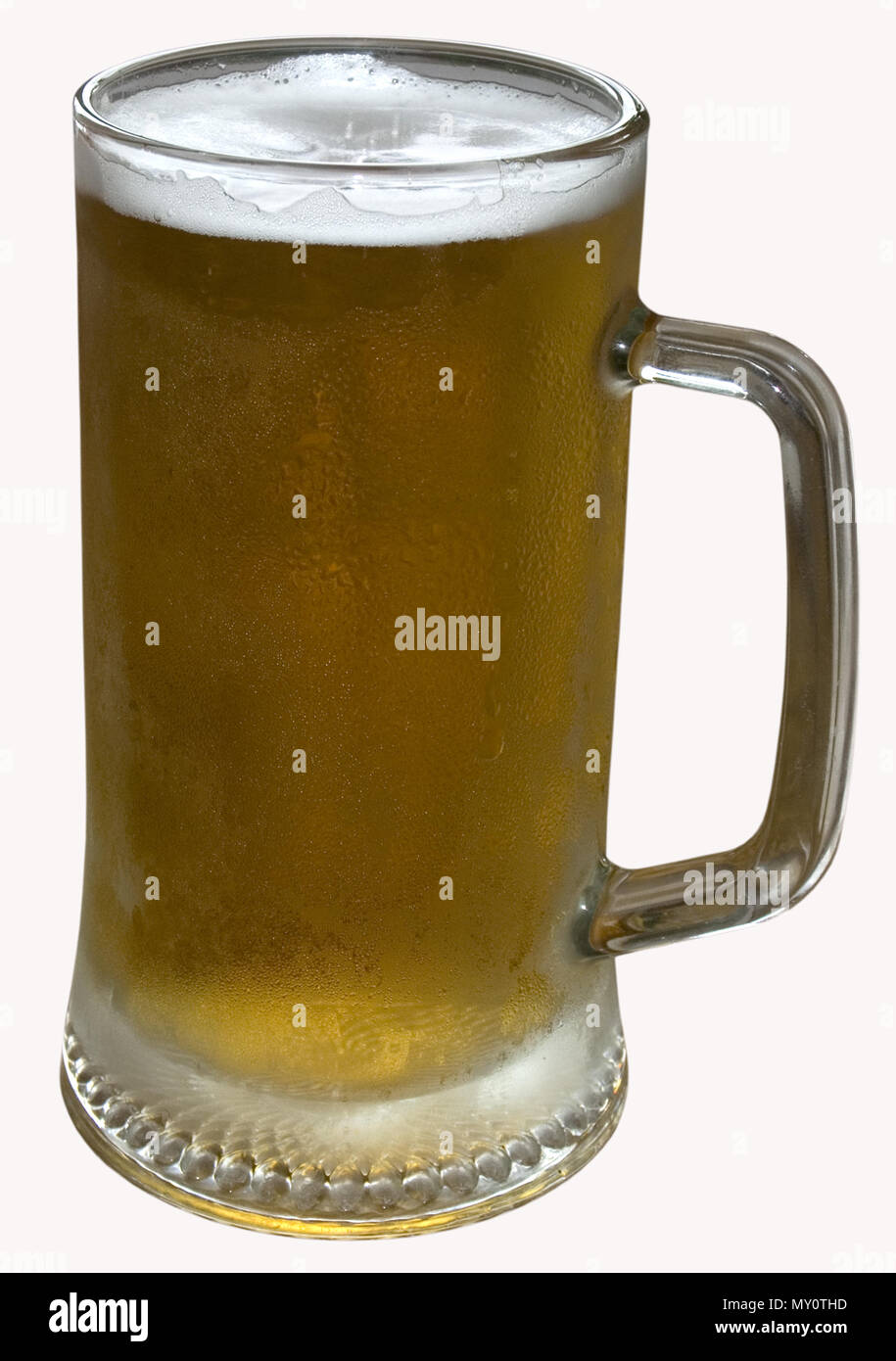 Misted glass of light beer Stock Photo - Alamy