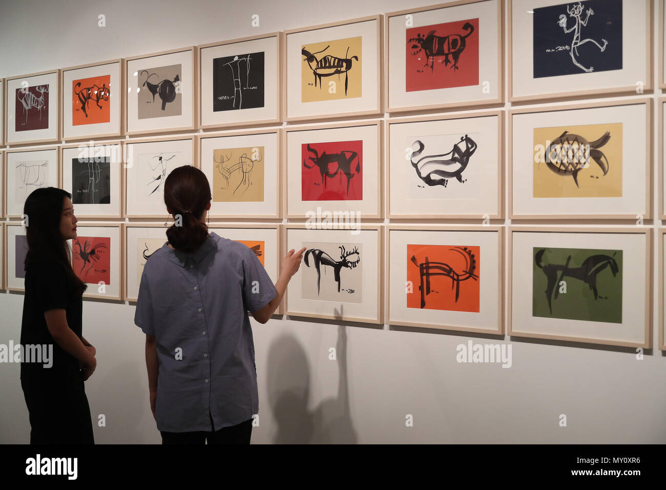 05th June, 2018. Han Meilin exhibition in Seoul Participants look at ...