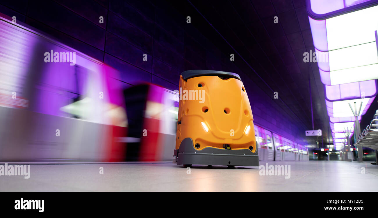 05 June 2018, Germany, Hamburg: An autonomous cleaning robot called ...
