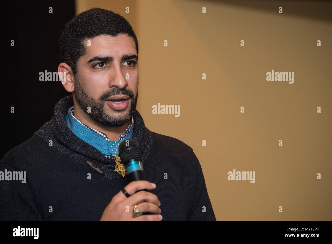 Medal of Honor Recipient Florent Groberg speaks during a Medal of Honor ...