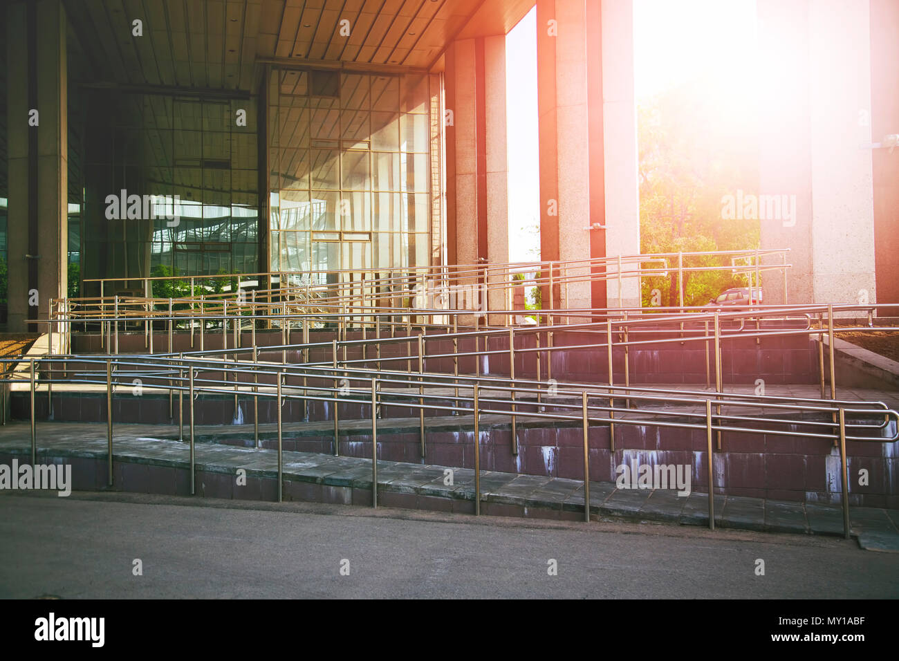 Ramp way with stainless steel handrail for support wheelchair disabled ...