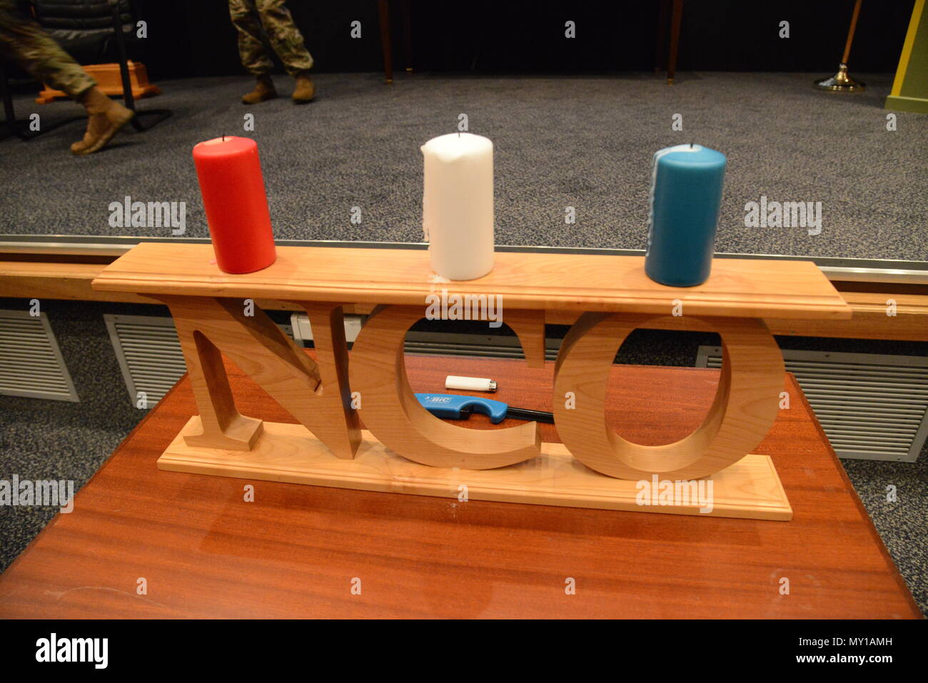 Close view of candles that will be lighted by three, U.S. Army, Non ...