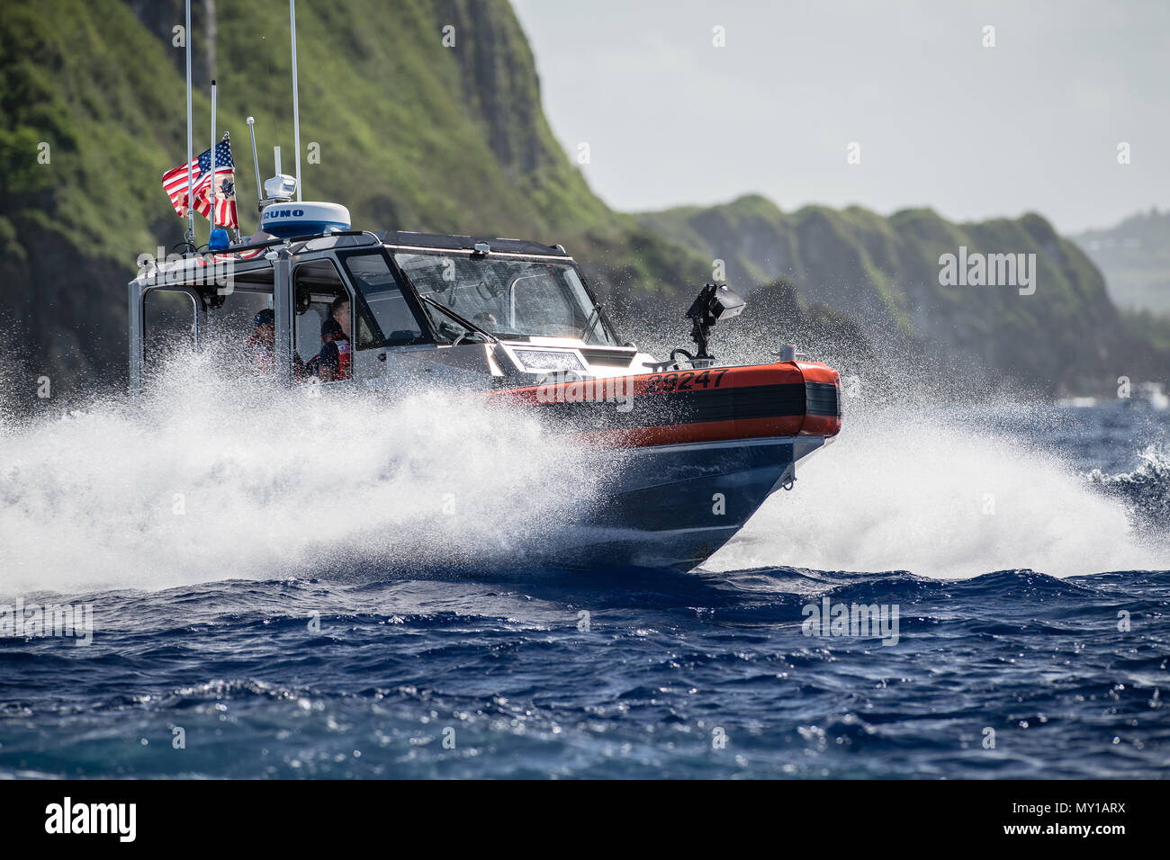 Crewmembers from Coast Guard Station Apra Harbor patrol the Pacific ...