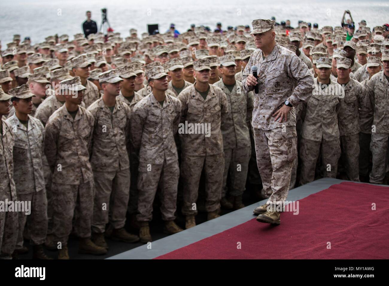 The Commandant of the Marine Corps, General Robert Neller, address the ...