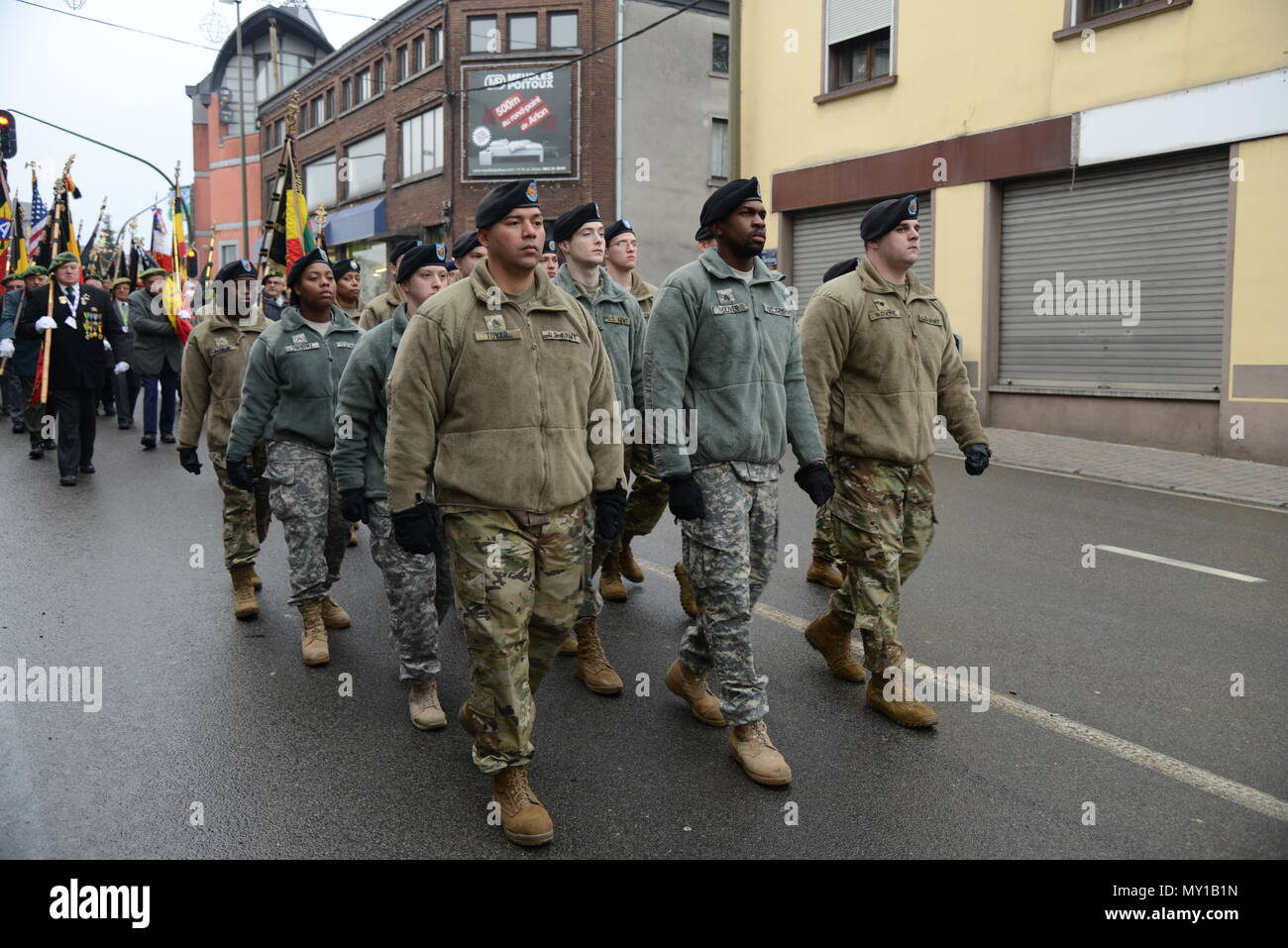 U.S. Soldiers assigned to U.S. Army Garrison Benelux, walk in the ...