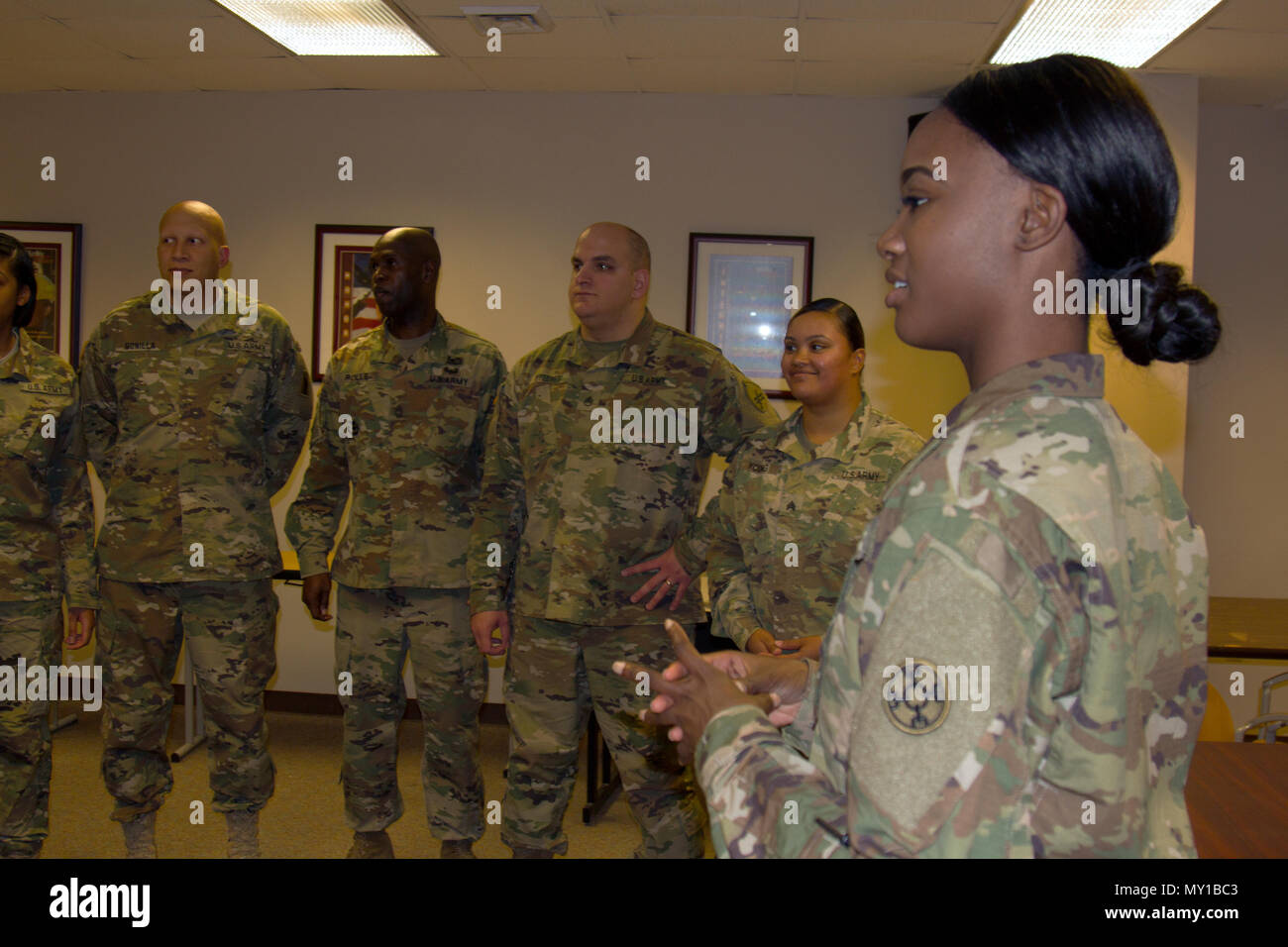 Capt. Deshauna Barber, Commander, 988th Quartermaster Detachment, talks ...