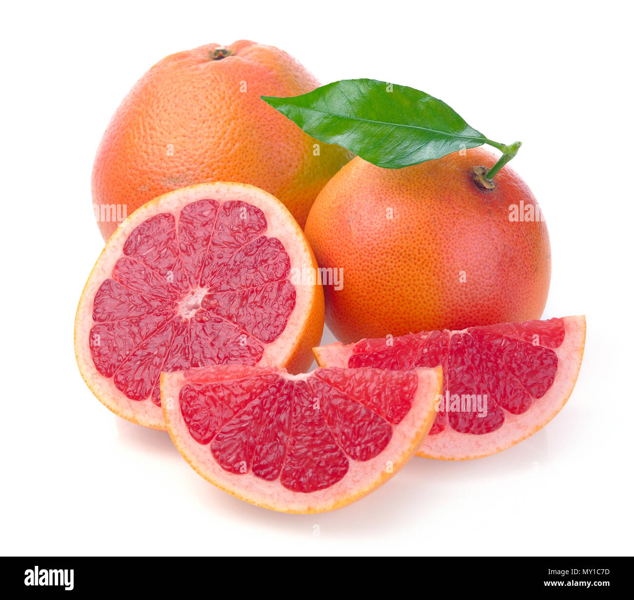 Grapefruit with segments on a white background Stock Photo - Alamy