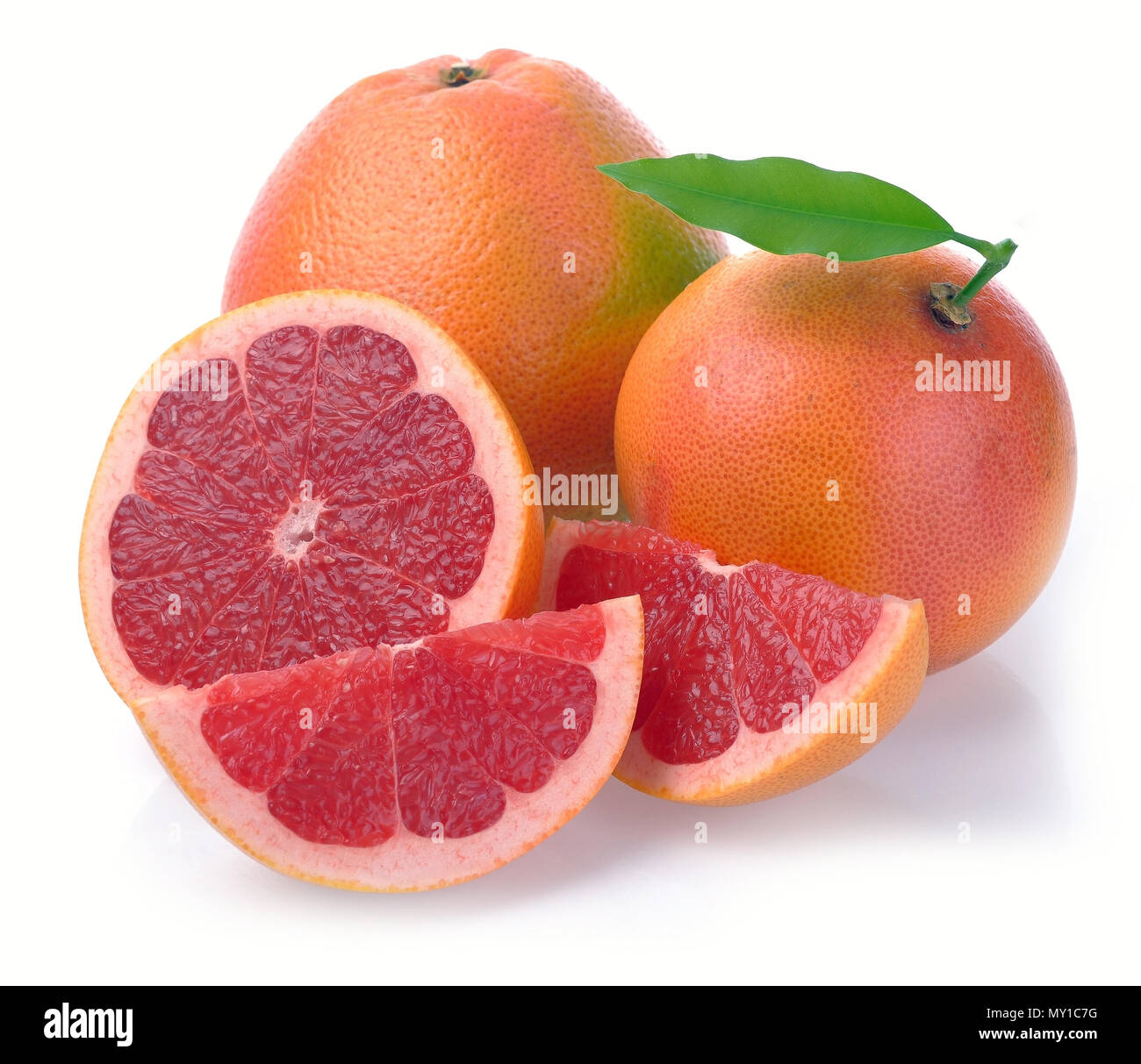Grapefruit with segments on a white background Stock Photo - Alamy