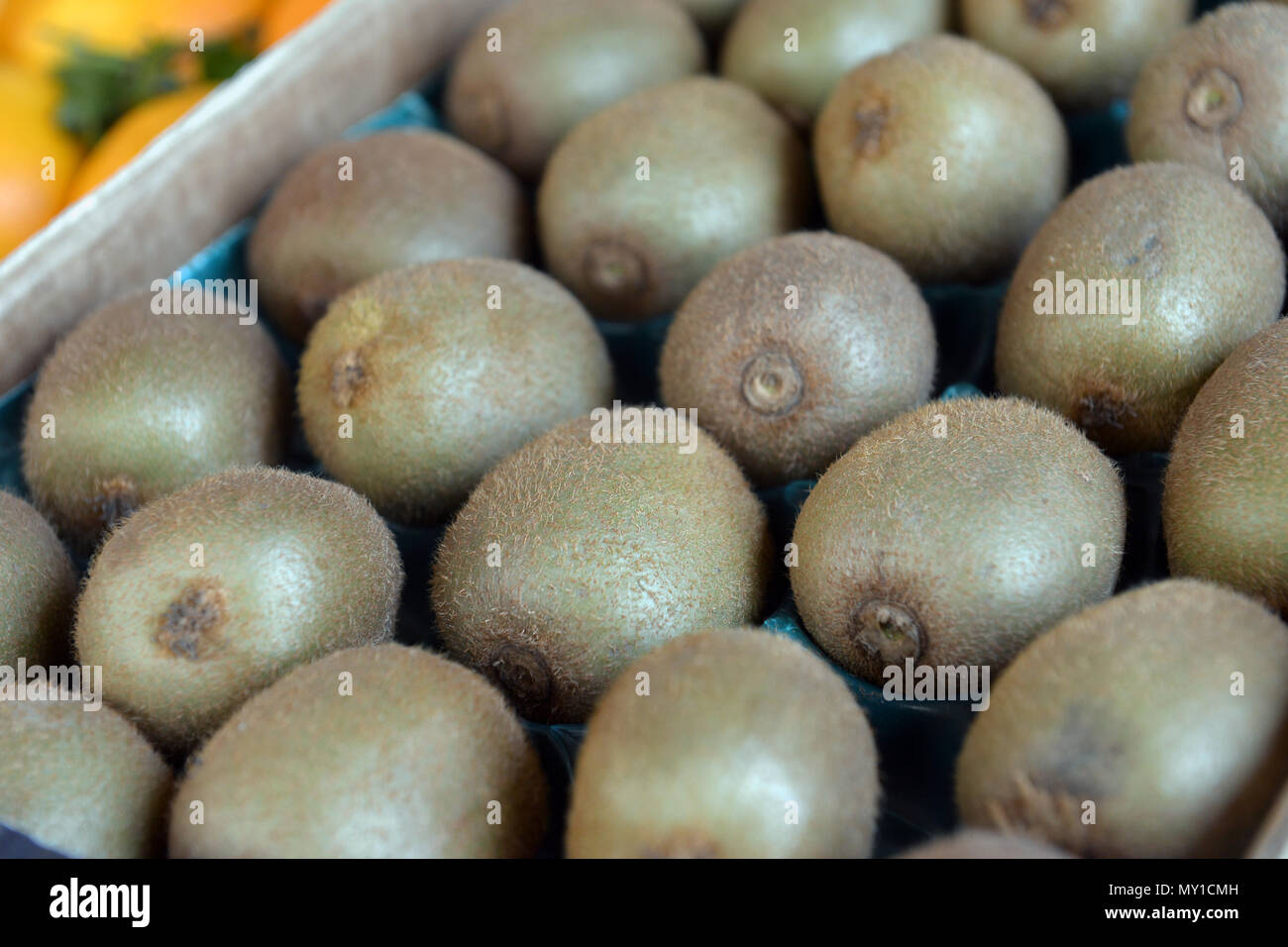 kiwi in a box in the store Stock Photo - Alamy