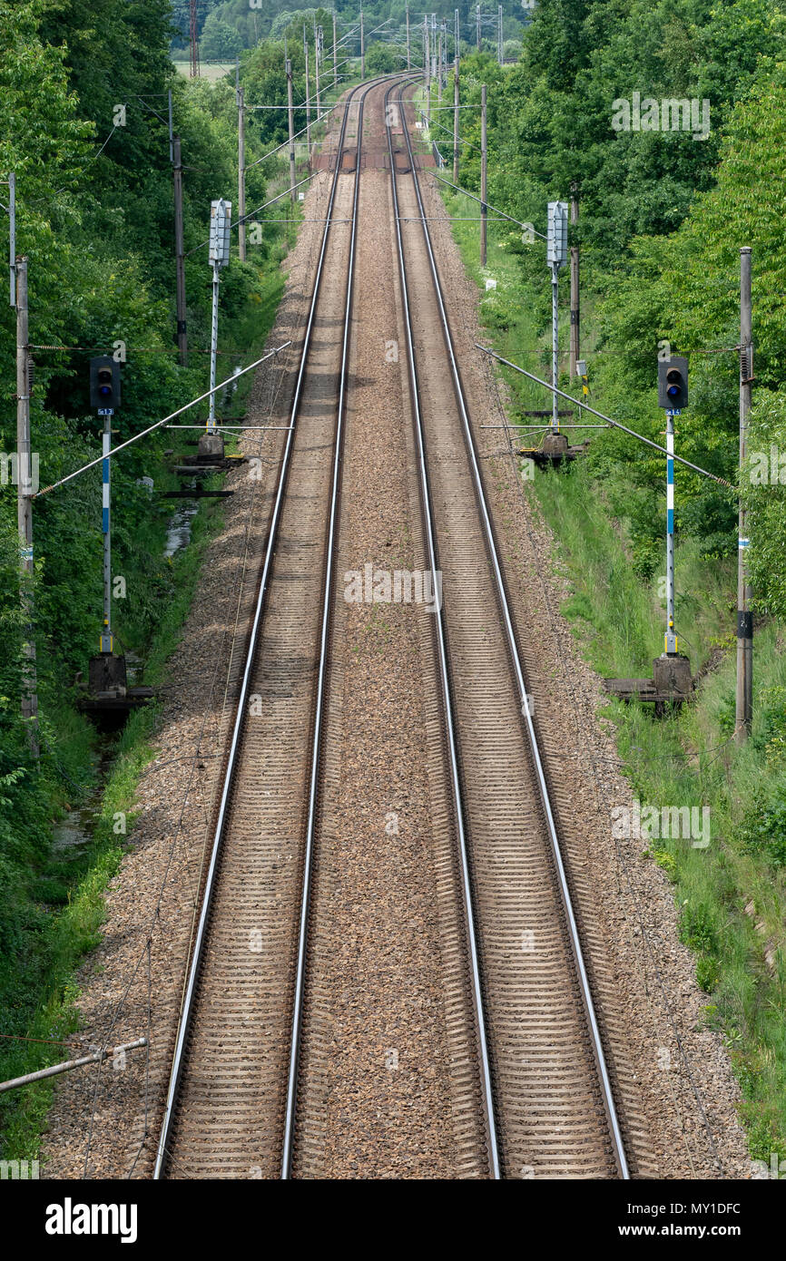Aerial view of two railway tracks hi-res stock photography and images ...
