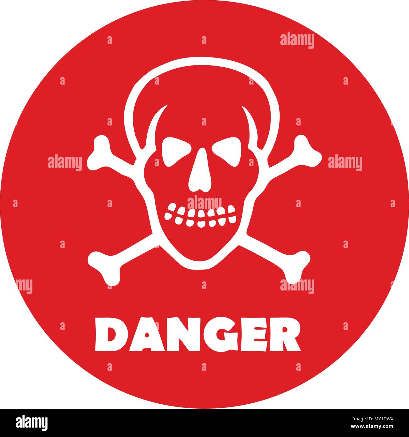 stamp illustration showing danger text and skull icon button, vector ...