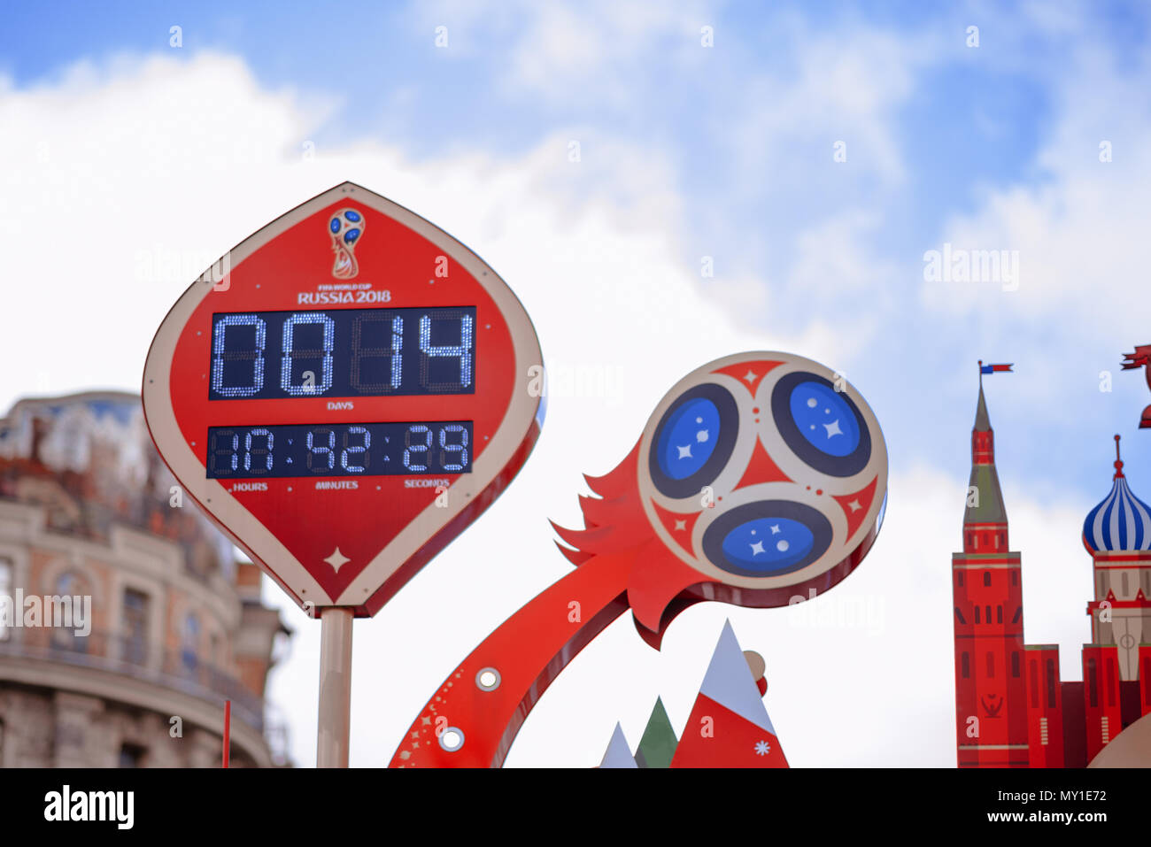 MOSCOW, RUSSIA - MAY 31, 2018: Watches, leading a countdown of time ...