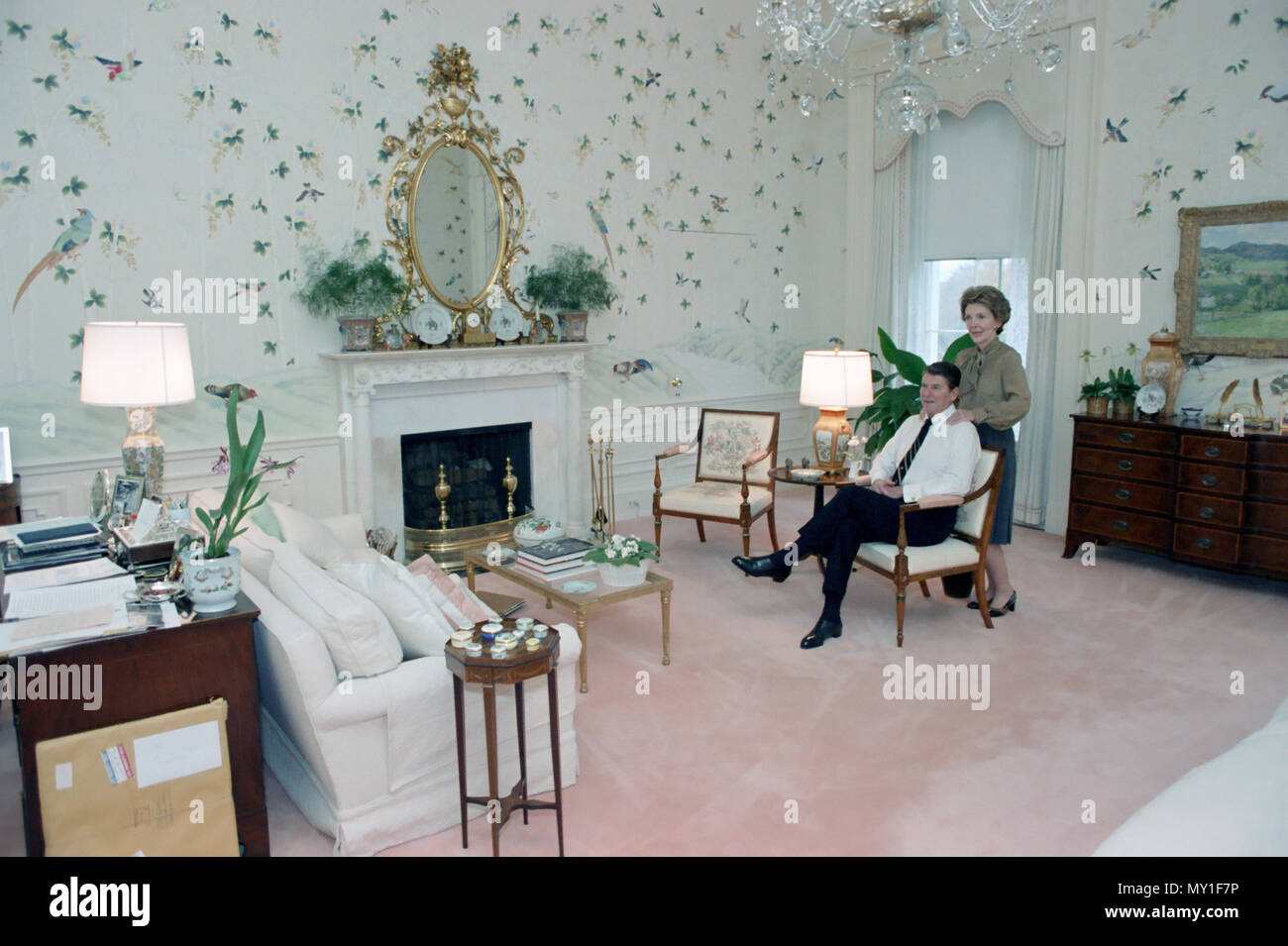 11/18/1981 President Reagan and Nancy Reagan in the newly remodeled ...