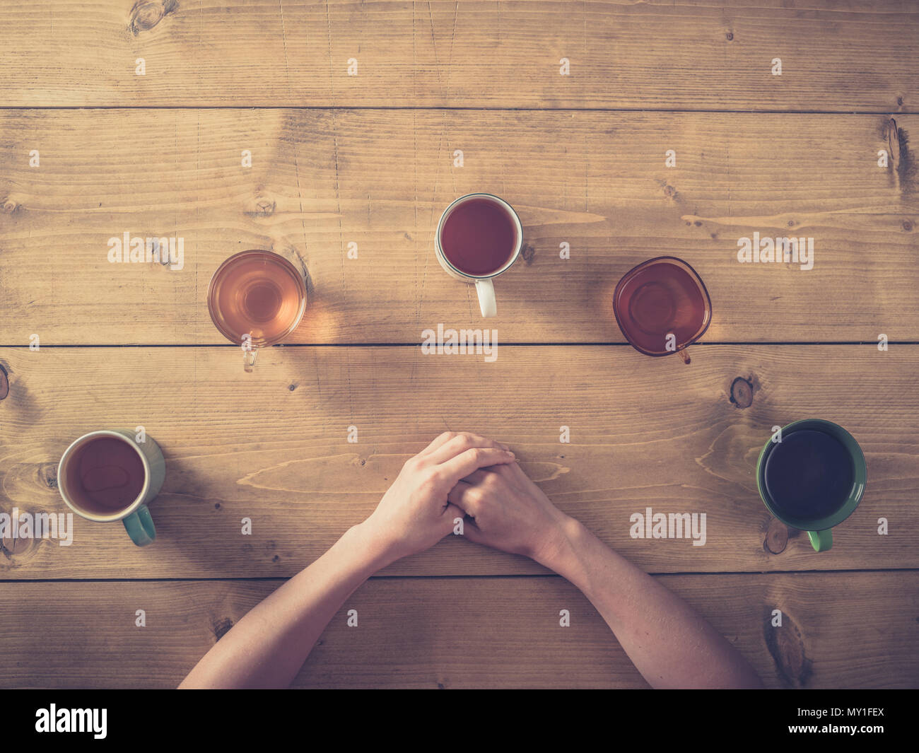 Hands arms food overhead hi-res stock photography and images - Alamy