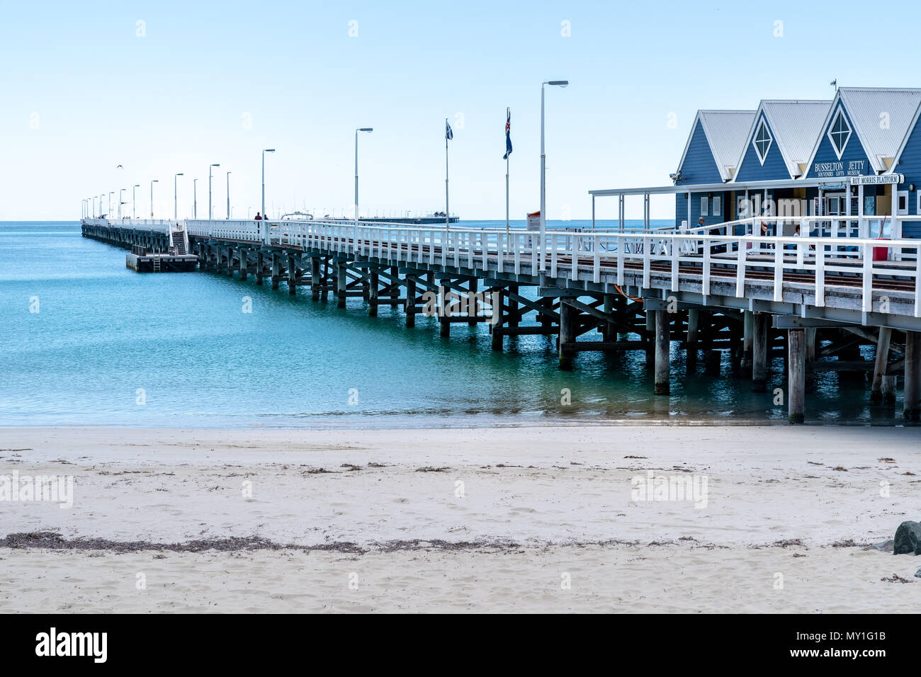 Blue jetty western australian geographe bay hi-res stock photography ...
