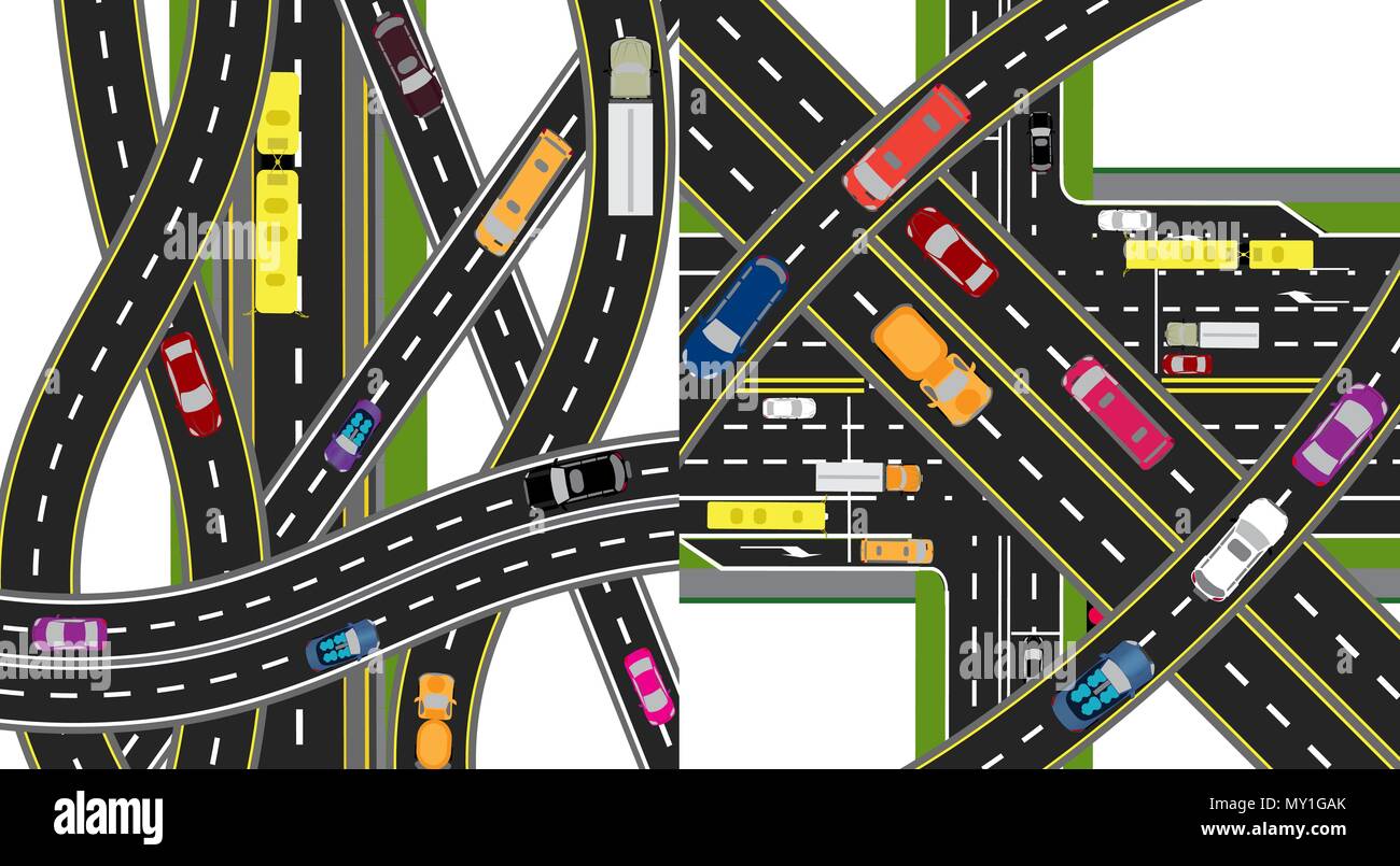 Two Abstract, multi level transport hubs. The intersections of various ...