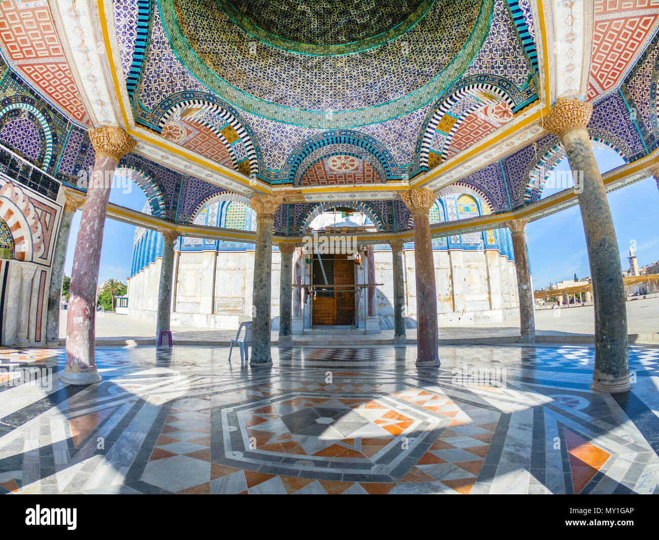 Architectural details, colorful ceramic, mosaic tiles at Dome of the ...