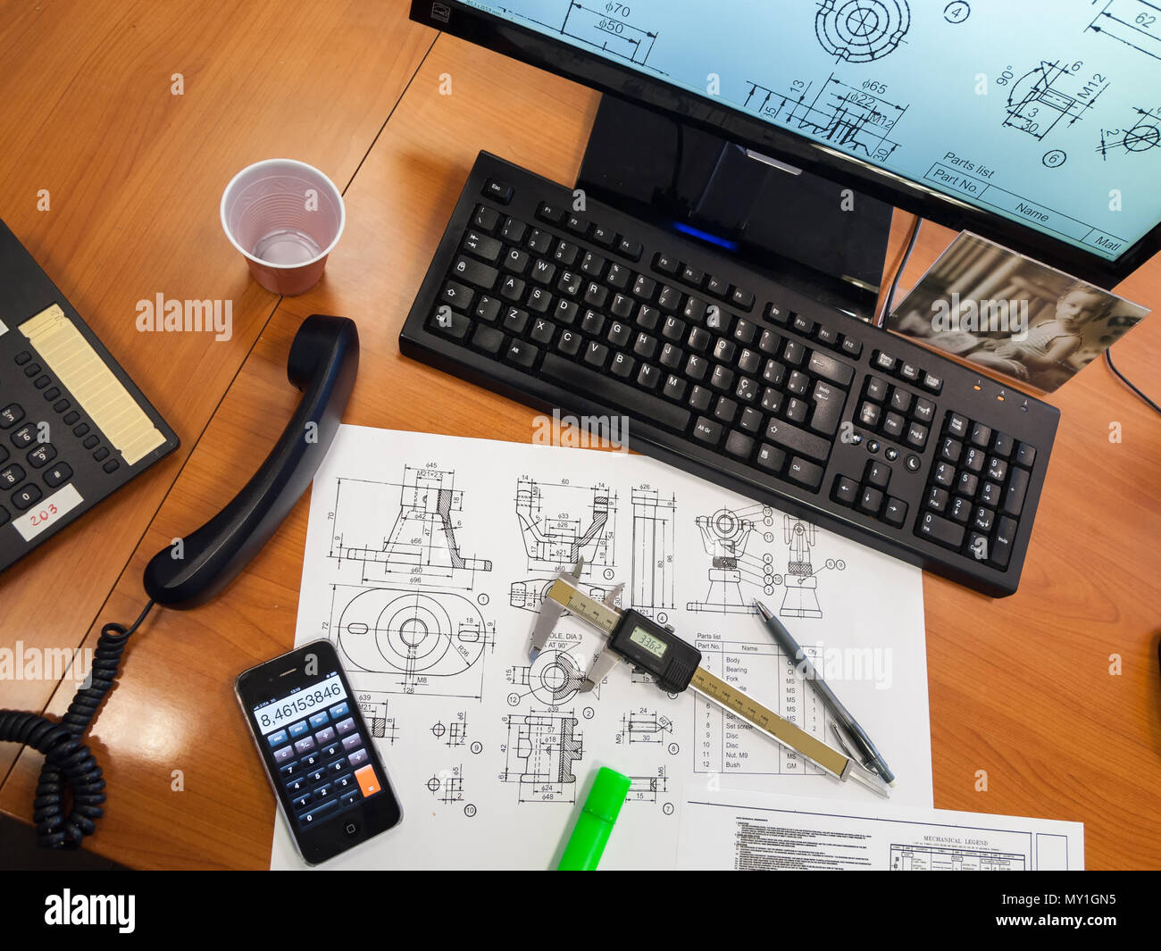 mechanical project on the office desk Stock Photo - Alamy