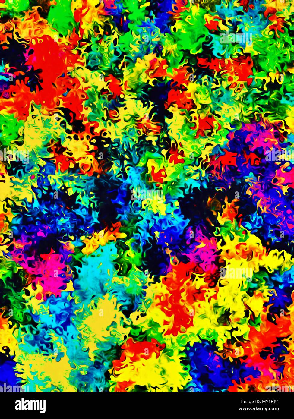 abstract psychedelic background from color paints of chaotic paint ...