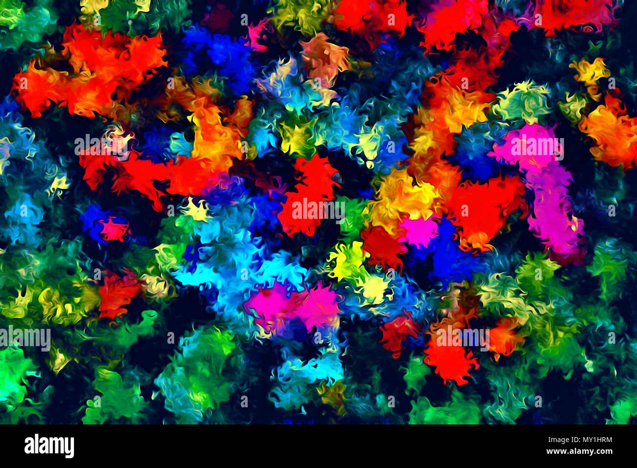 abstract psychedelic background from color paints of chaotic paint ...