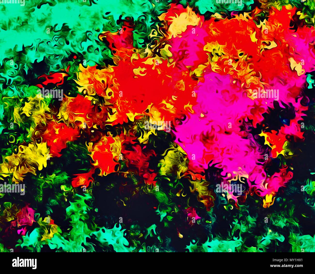 abstract psychedelic background from color paints of chaotic paint ...