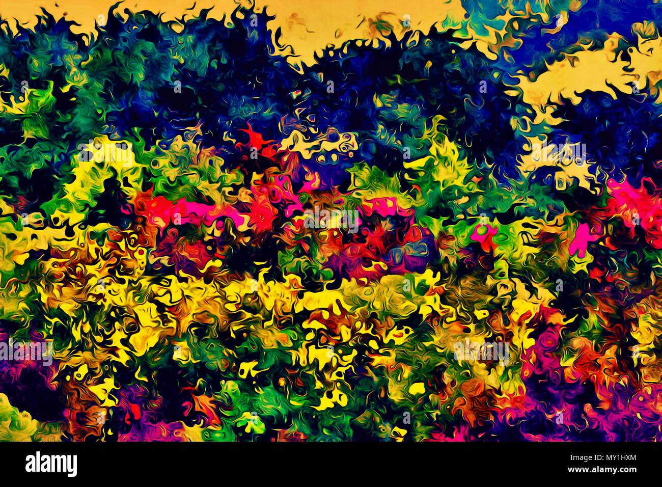 abstract psychedelic background from color paints of chaotic paint ...