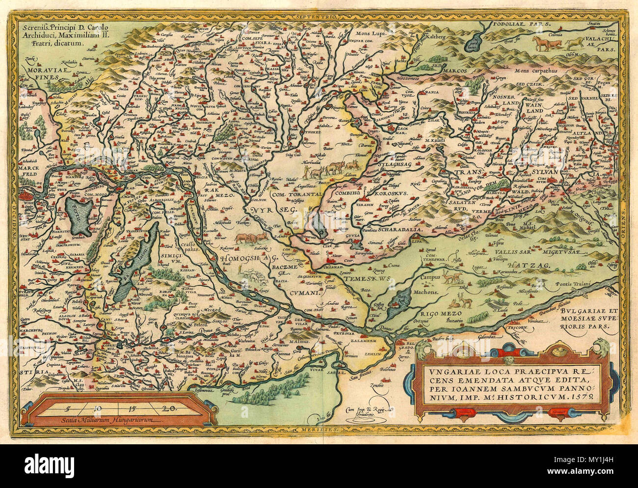 471 Sambucus Map of Hungary 1578 Stock Photo - Alamy