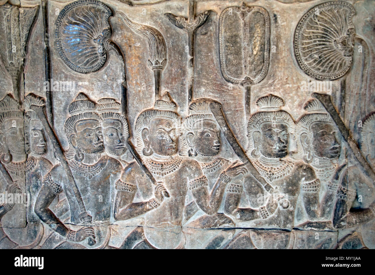 Angkor Cambodia, 12th century Angkor Wat temple bas relief - Yama ...