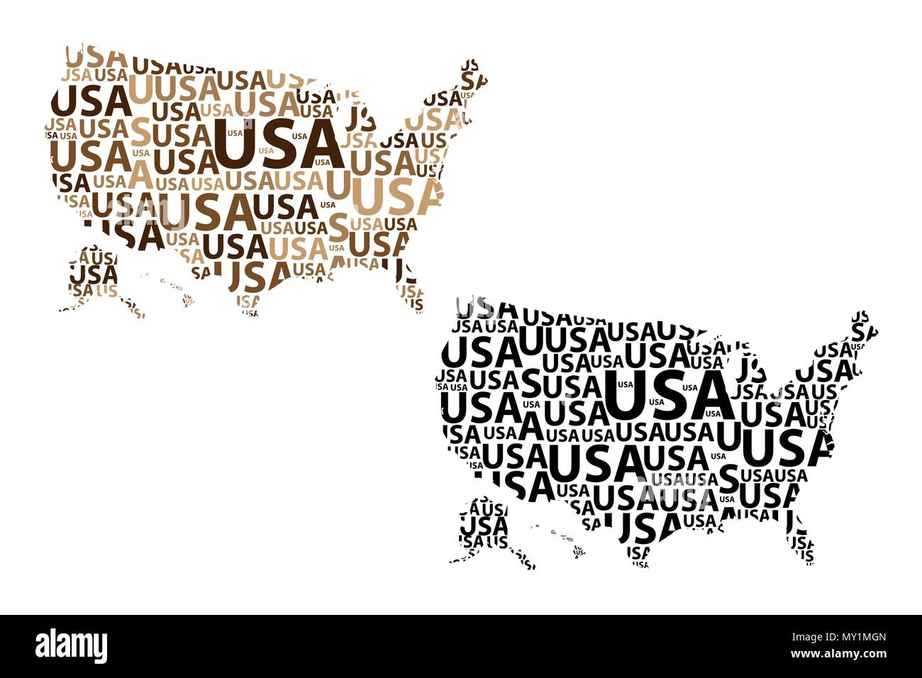 Sketch United States of America letter text map, USA - in the shape of ...
